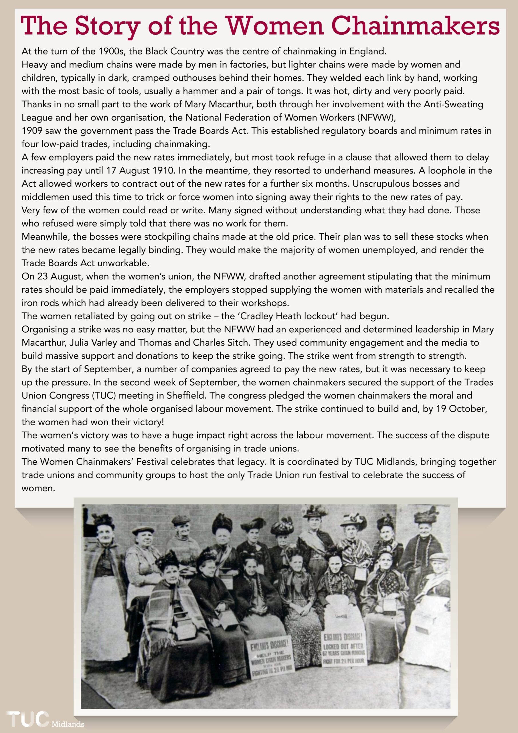 TUC Women Chainmakers’ festival of Cradley Heath – Wolverhampton ...